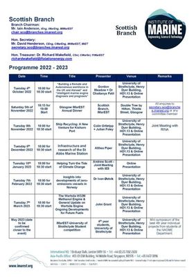 IMarEST | Scottish Branch Programme for 2022-2023